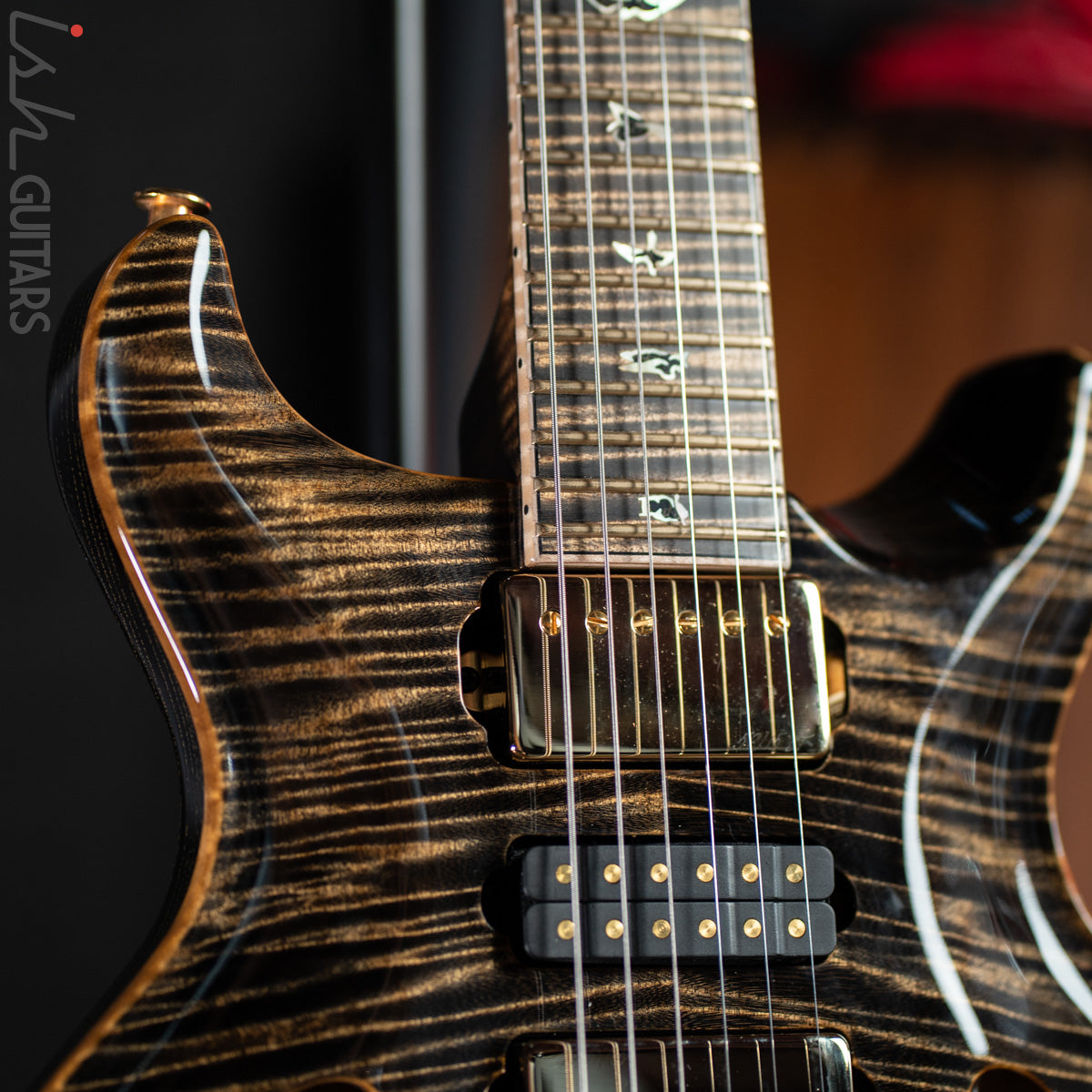 PRS Private Stock Santana Semi-Hollow Roasted Curly Maple Charcoal ...