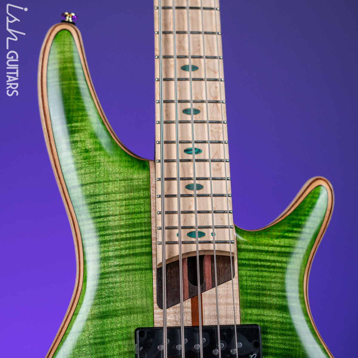 Ibanez Premium SR5FMDX 5-String Bass Emerald Green Low Gloss – Ish Guitars