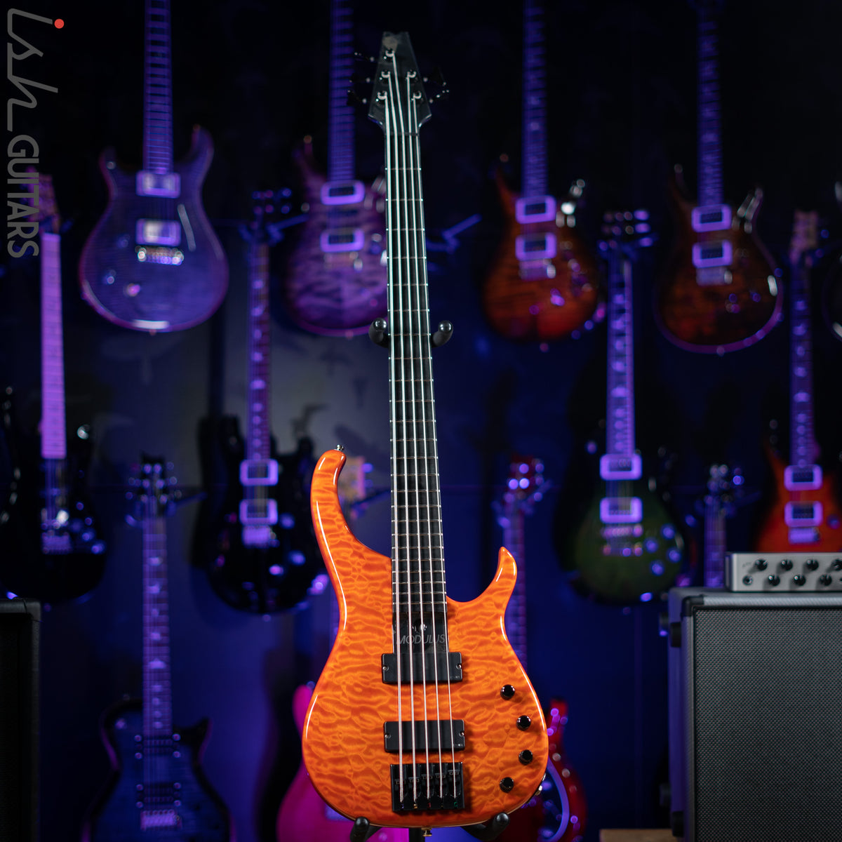 1998 Modulus Q5 Quantum 5-String Bass Orange Quilt – Ish Guitars