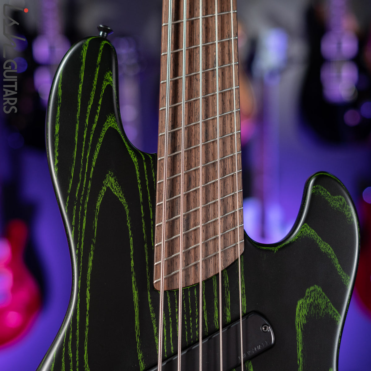 Dingwall Super-J 5-String Bass Satin Black with Green Ceruse – Ish Guitars